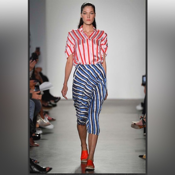 Zero + Maria Cornejo | Skirts | Zero Maria Cornejo Blue Striped Midi ...